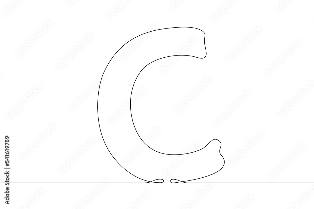 One continuous line. Letter of the alphabet. Latin alphabet. Capital ...