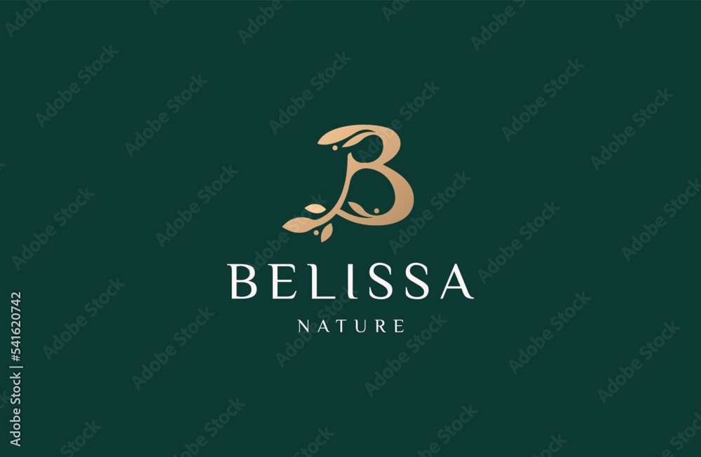 Letter B natural beauty alphabet logo icon design template flat vector ...