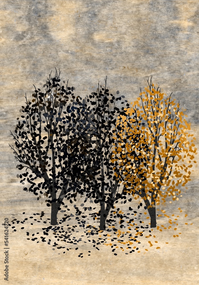 abstract representation of autumn with trees Stock-Illustration | Adobe ...