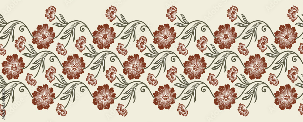 Seamless vector floral border design Stock Vector | Adobe Stock