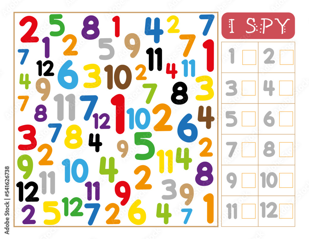 How many. I spy game numbers for kids. Numbers 1 to 12 for preschool ...
