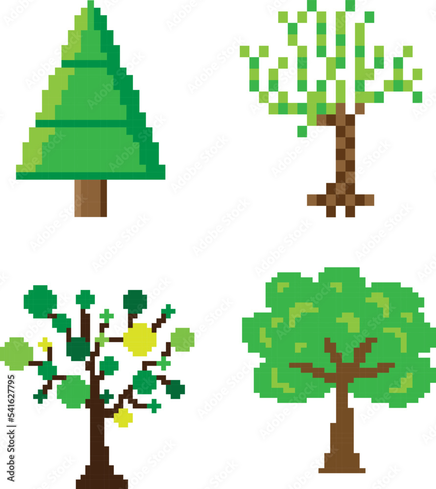 tree pixel art vector illustration. image or clip art. Stock Vector | Adobe Stock