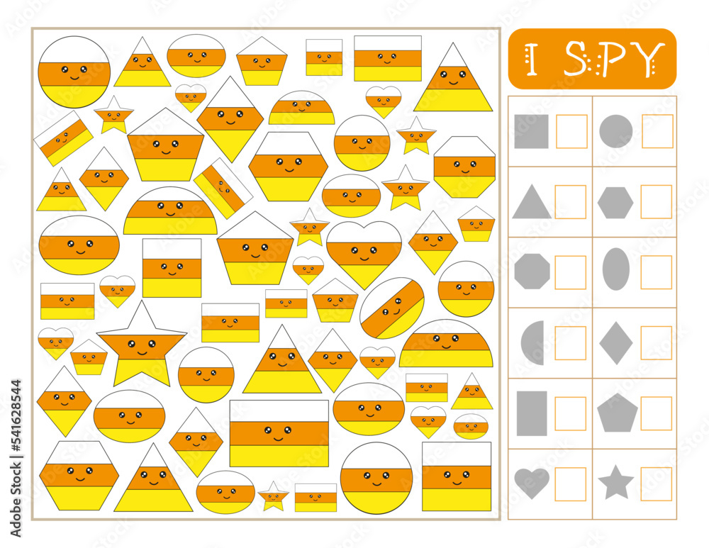 How many. I spy game for kids. Cany corn shapes. Numbers for preschool ...