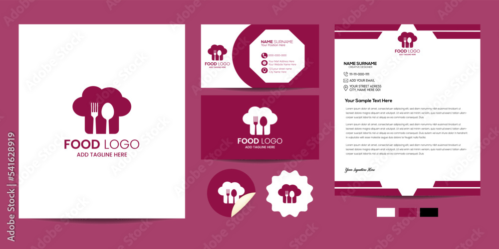 Vetor do Stock: Corporate food logo identity template set. Complete ...