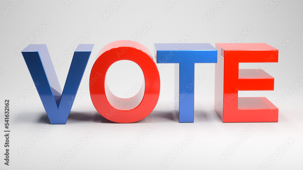 VOTE TEXT Blue & Red - Straight On Camera, 3D Text Render, Realistic on ...