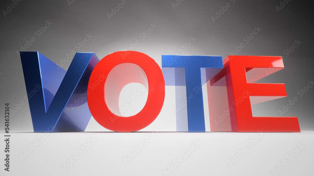 VOTE TEXT Blue & Red - Epic Low Shot, 3D Text Render, Realistic on a ...