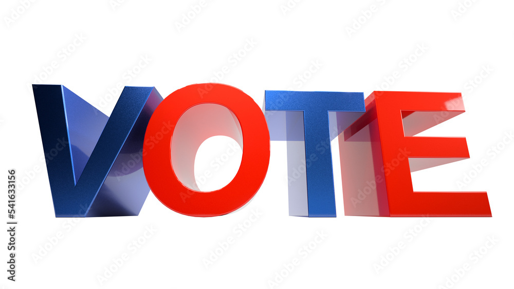 VOTE TEXT Blue & Red - Straight On Camera, 3D Text Render, Realistic on ...