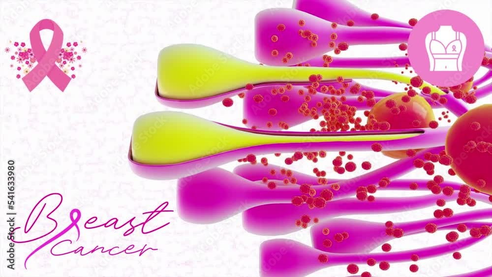 Breast Cancer Awareness Month loop animation. High quality ribbon and ...