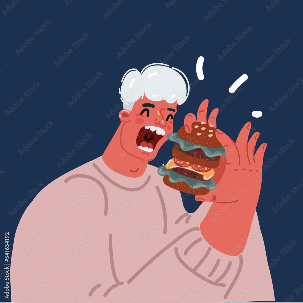 Cartoon vector illustration of man eating Burger Stock Vector | Adobe Stock