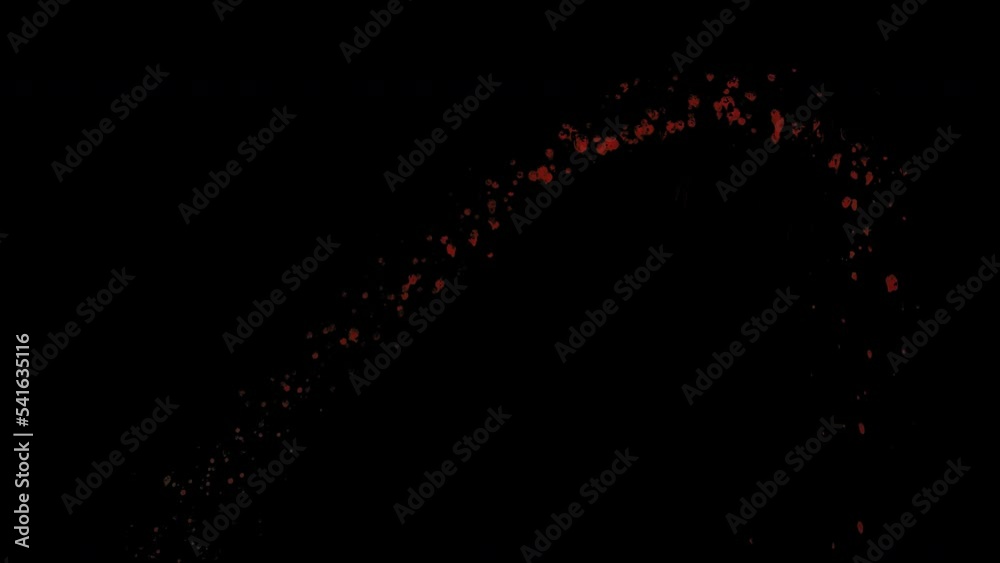 4K blood splatter effect on transparent background.background footage motion graphics, or as a ...