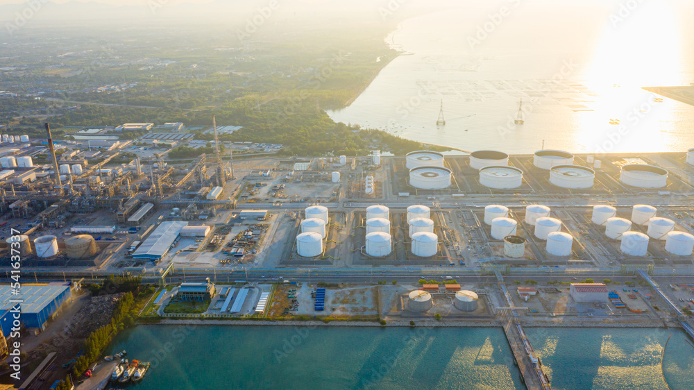 Oil refinery or petroleum refinery in the industrial factory of heavy ...