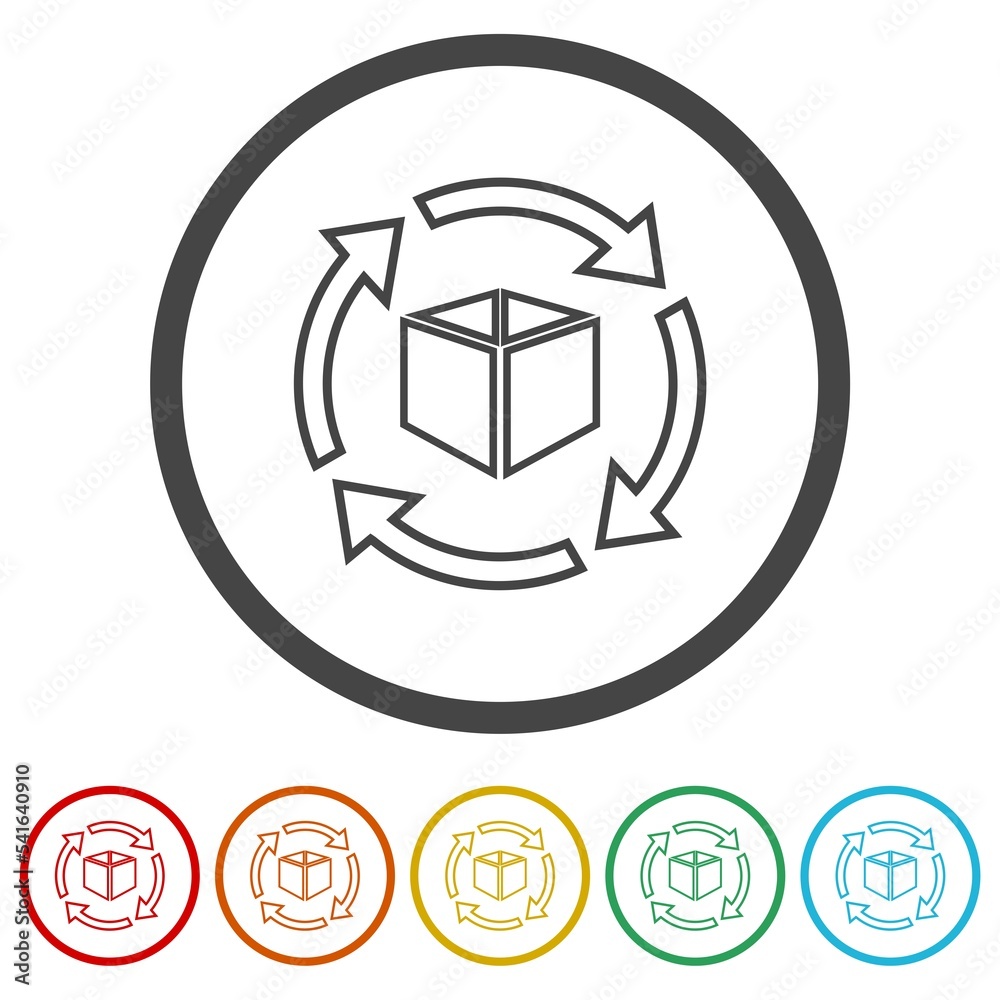 Free product return icon. Set icons in color circle buttons Stock ...
