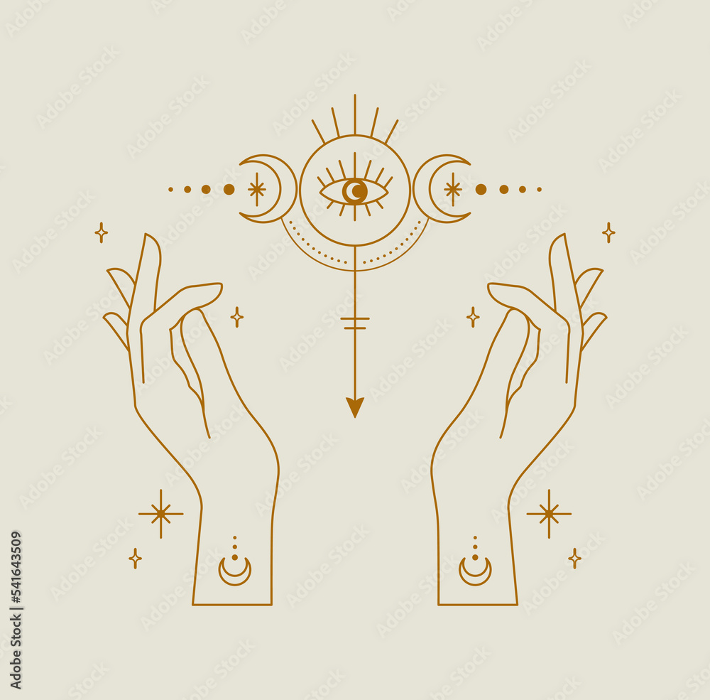 Fortune hand line art illustration Stock Vector | Adobe Stock