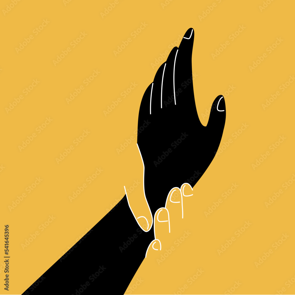 Holding hands and hand helping in flat vector illustration. Helping and ...