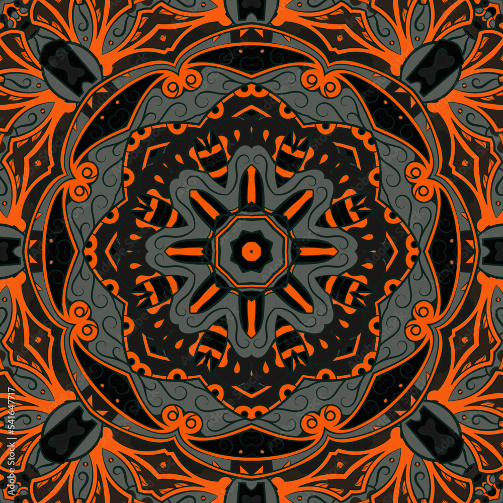 Vecteur Stock Seamless tile texture. Tracery mehndi design image. Dark ...