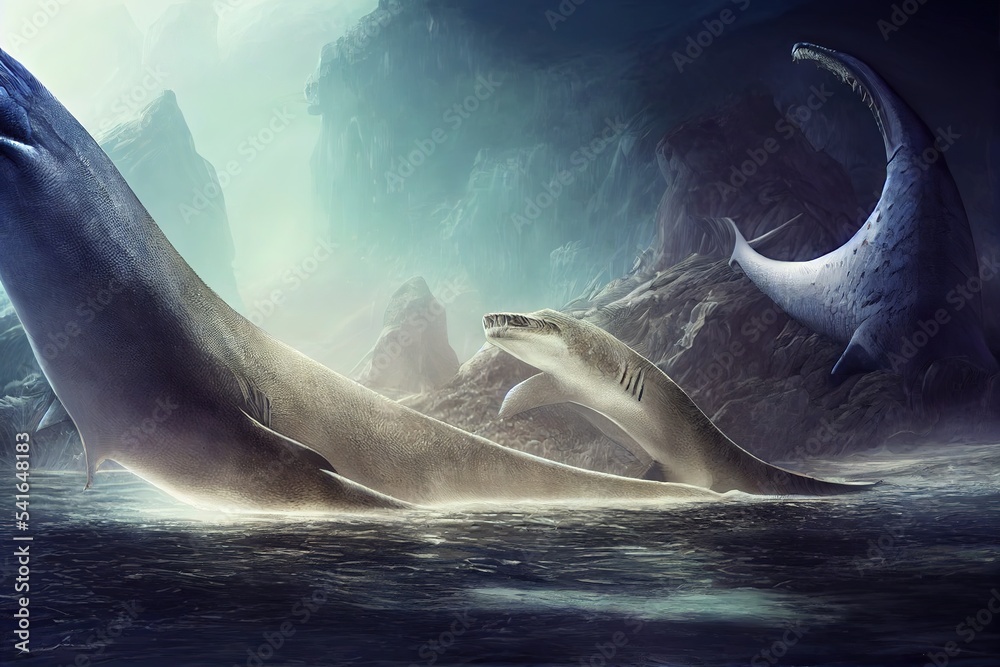 Predator X Pliosaurus Funkei swimming animation background Stock ...