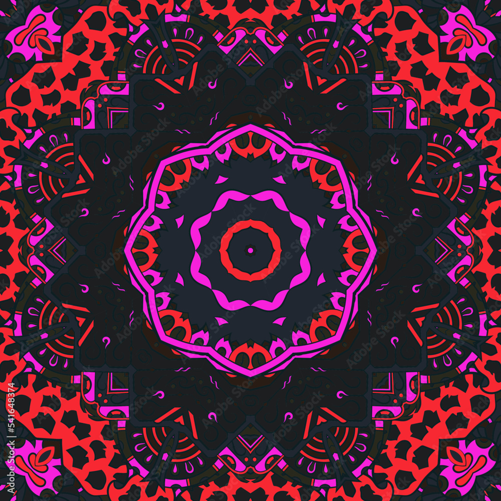 Seamless tile texture. Tracery mehndi design image. Dark toxic colors ...