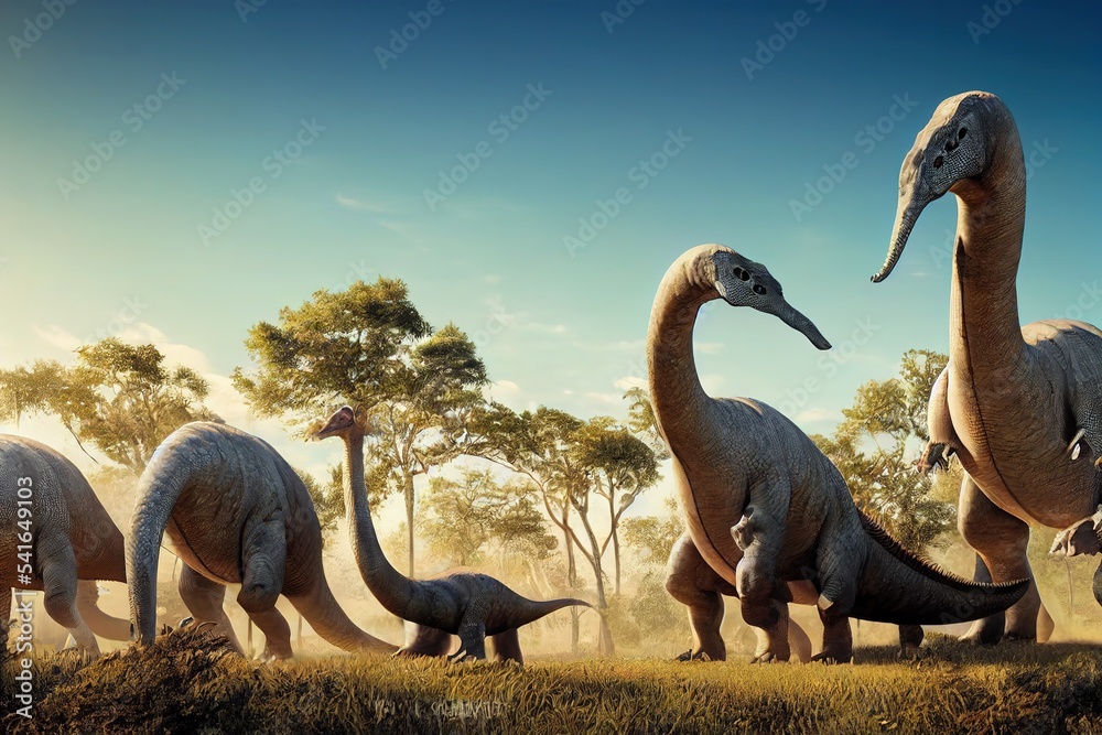 Alamosaurus, herd of Titanosaurus sauropod dinosaurs from the ...
