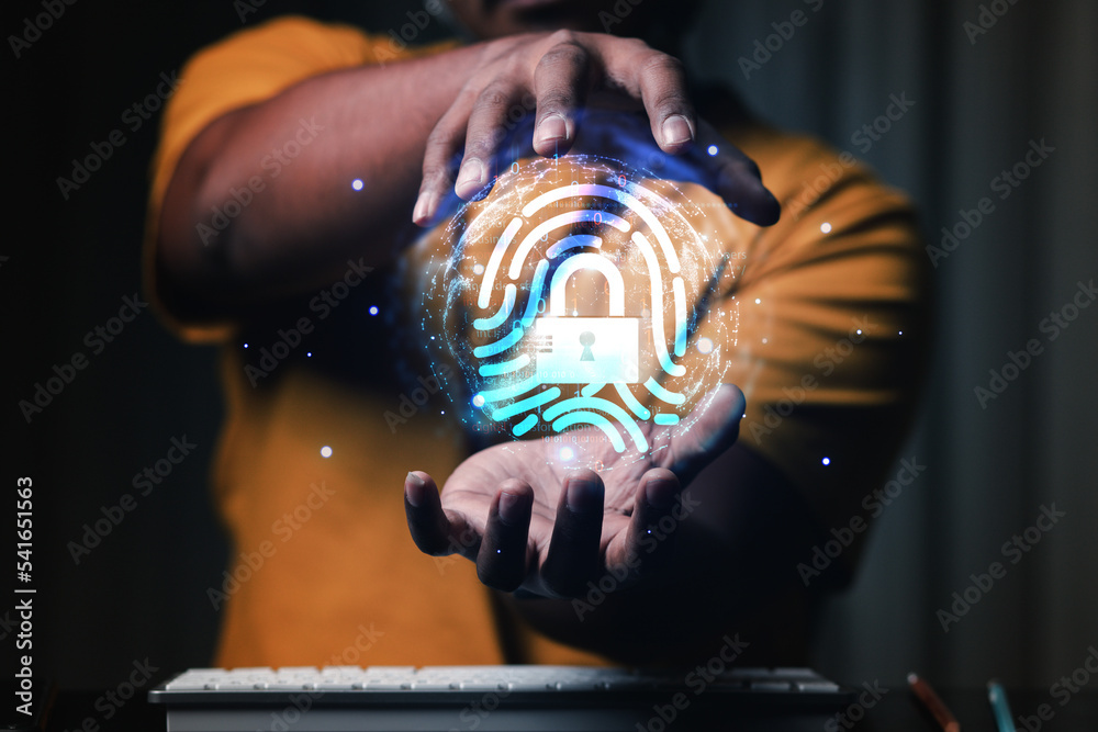 High technology security protection concept. Two-step verification, login, encrypted account ...