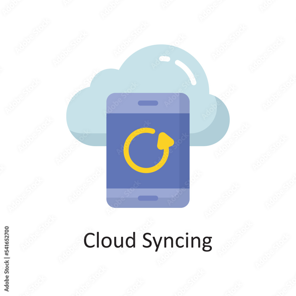 Cloud Syncing Vector Flat Icon Design illustration. Cloud Computing ...