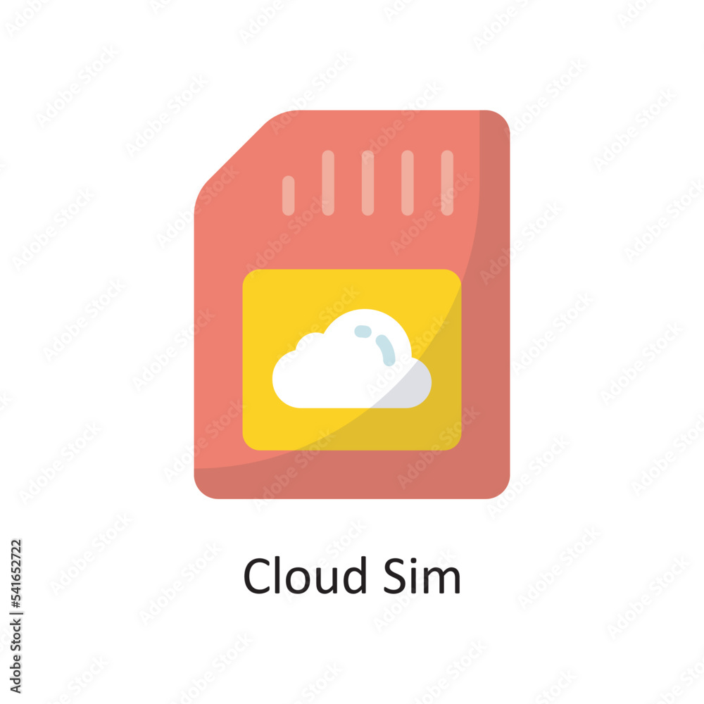 Cloud Sim Vector Flat Icon Design illustration. Cloud Computing Symbol ...