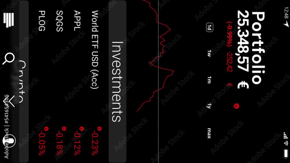 Vertical Mockup of Fake High Value Euro Stock Trading App UI Stock ...