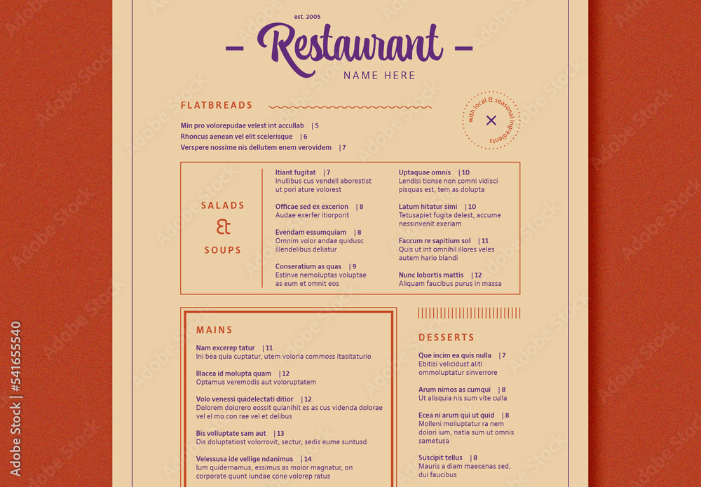 Menu Layout Stock Template | Adobe Stock