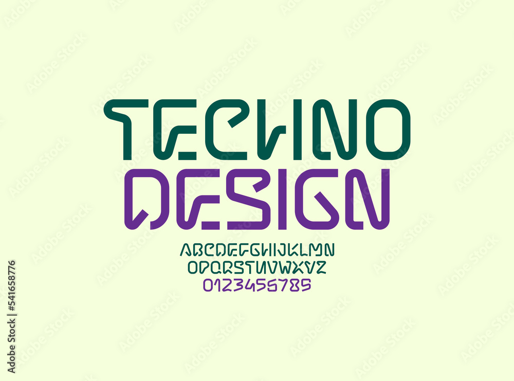 Technical high font thin modern alphabet, trendy uppercase Latin ...