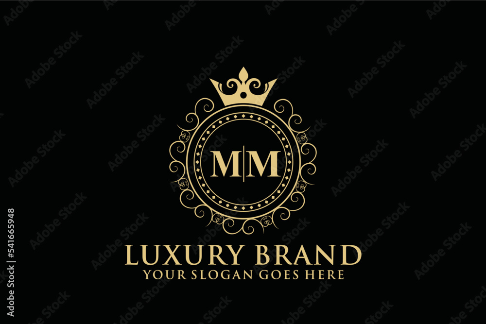 letter Initial MM elegant luxury monogram logo or badge template with ...