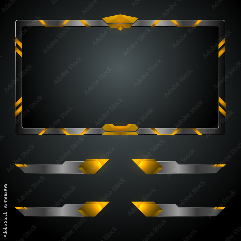 Gold and metallic live stream overlay webcam screen border frame for ...