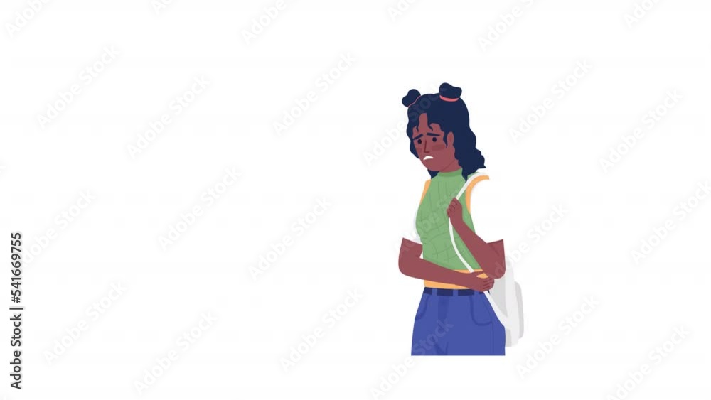 Animated scared character. Back to school after covid anxiety. Full ...