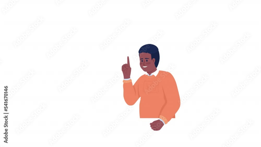 Animated smart male character. Smiling boy with speech balloon. Full ...