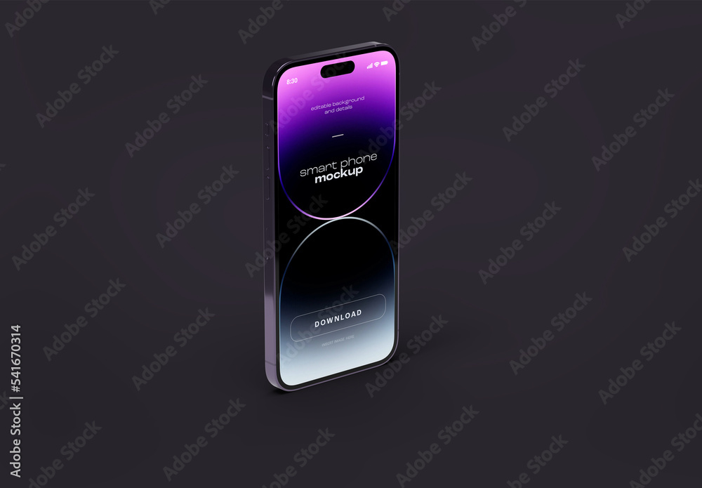 Smart Phone Mockup Design Deep Purple Color Stock Template | Adobe Stock