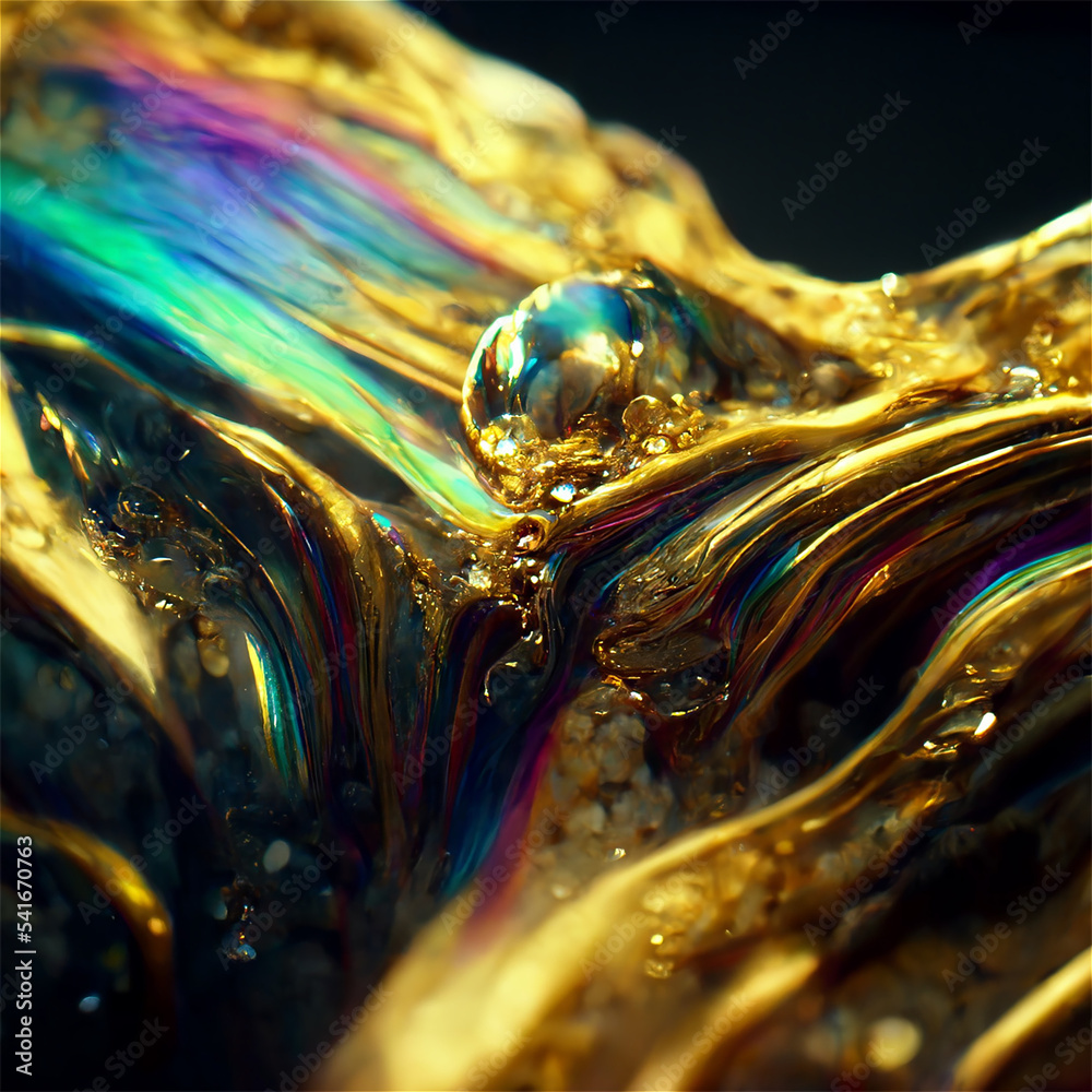 Gold Texture, Dripping Gold, Iridescent green colors Stock Illustration ...