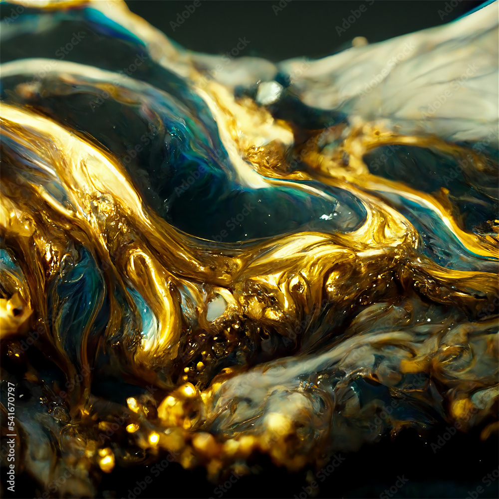 Gold Texture, Dripping Gold, Iridescent green colors Stock Illustration ...