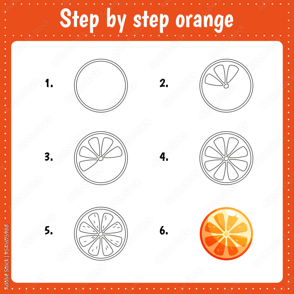 Educational worksheet for kids. Step by step drawing illustration ...