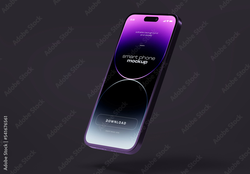 Smart Phone Mockup Design Deep Purple Color Stock Template | Adobe Stock