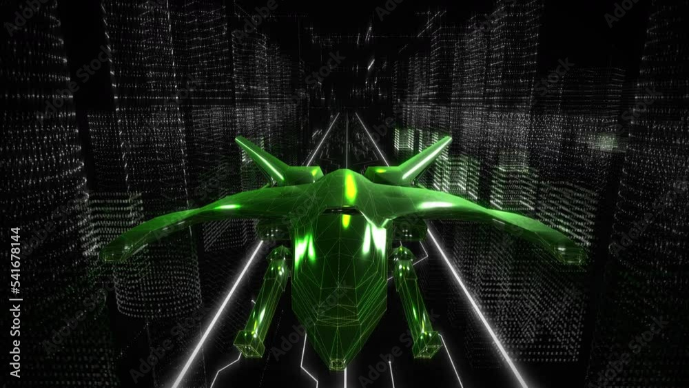 Neon Green Plane In Virtual-reality By Sci-fi Tech Digital Software ...