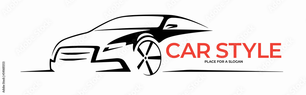Car logo design. Silhouette of a car with place for company name ...