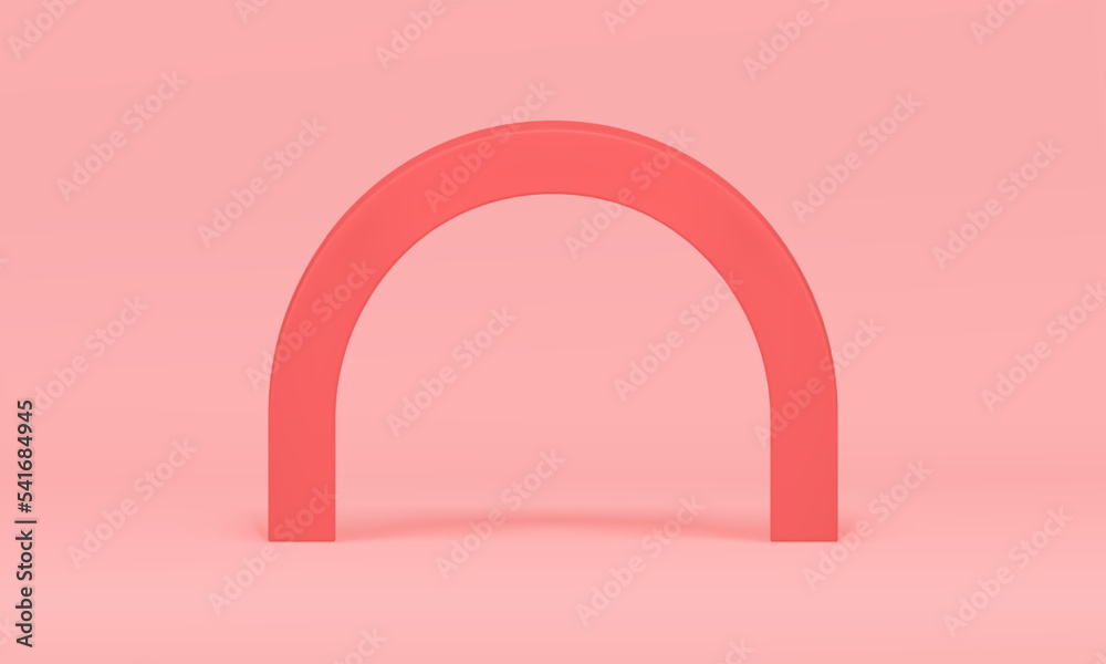 Pink curved arch showcase decor element 3d studio background product ...