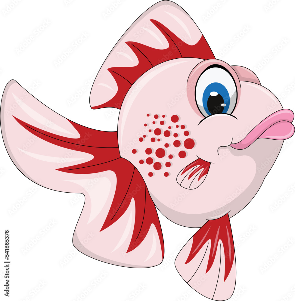Gold fish red color with pink lips cartoon vector illustration Stock ...