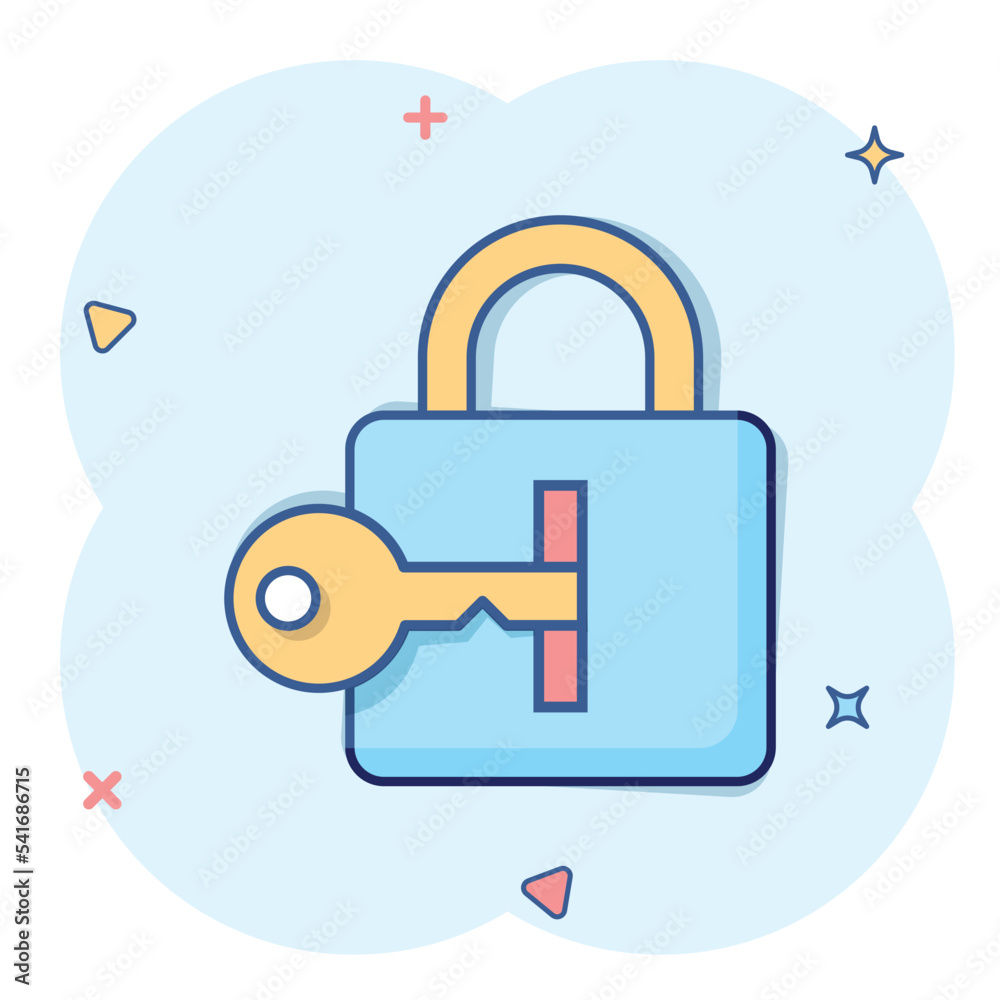 Vecteur Stock Locker icon in comic style. Padlock password cartoon ...
