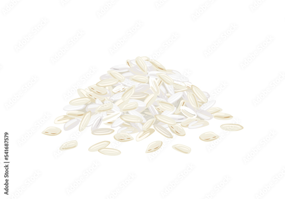 Rice grain heap isolated on white background. Vector illustration of ...