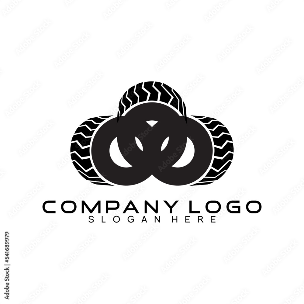 Tire company logo, tire shop. Three tires stack vector logo design ...