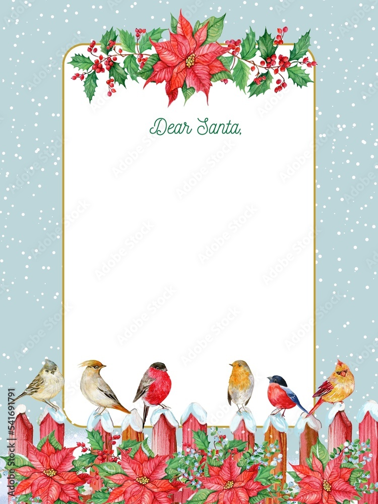 Letter to Santa ,Christmas background .Watercolor hand painting Stock ...