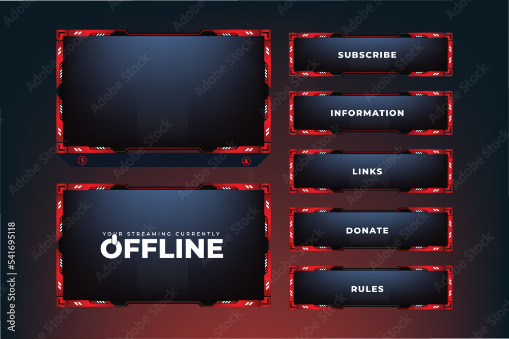 Futuristic red gaming overlay vector with abstract shapes. Online ...