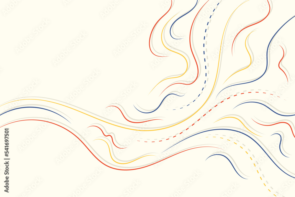 Abstract colorful flat and dotted wavy lines backdrop. Minimalist ...