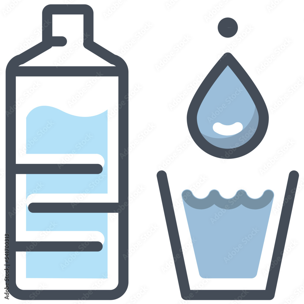 Drinking water icon vector set. Tap water with glass, bottle and clean ...