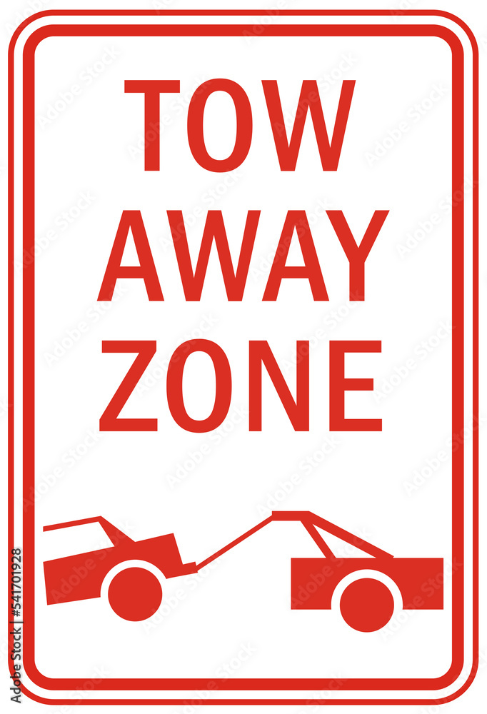 parking sign and labels tow away zone no parking violator will be ...