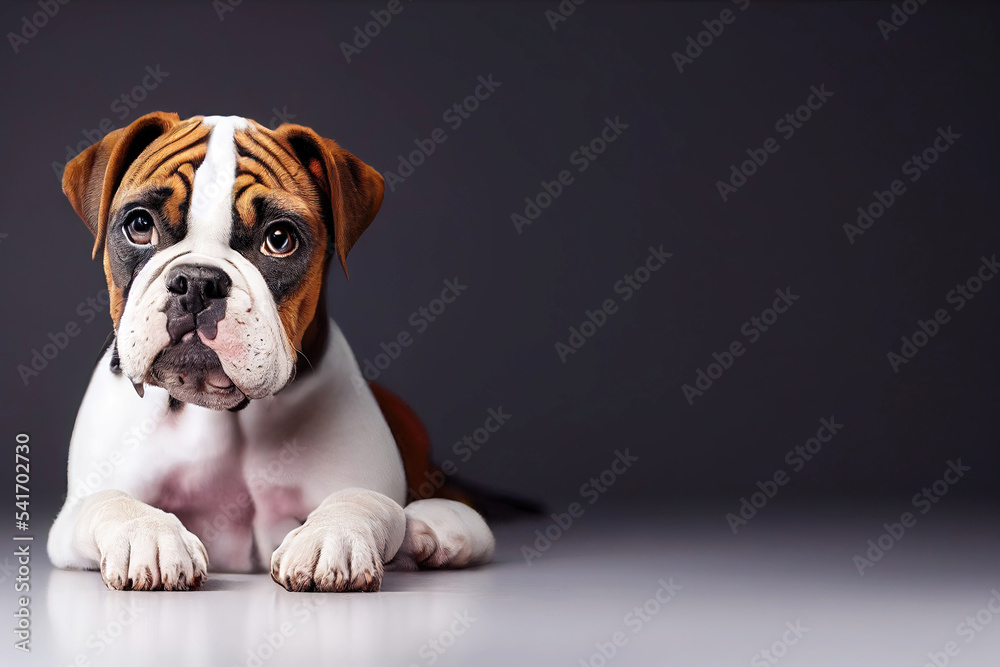 Picture of cute baby boxer puppy dog in studio Stock Illustration ...